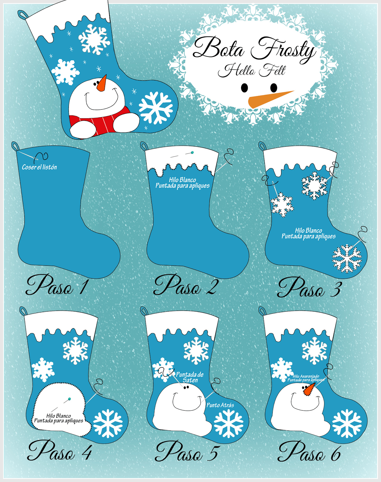 Bota navideña Frosty de fieltro – Dale Detalles