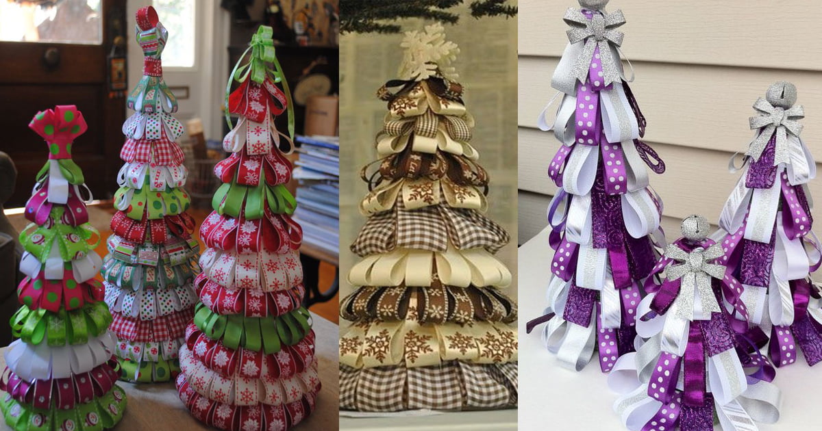 Pinos navideños con listón - Dale Detalles