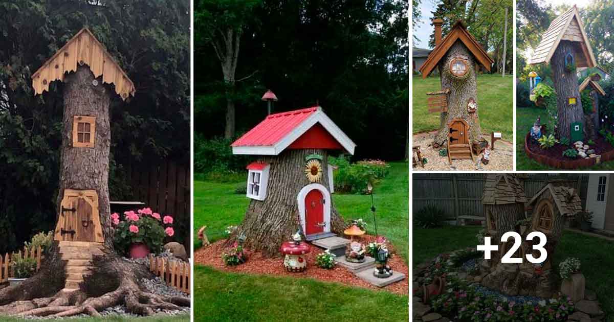 Casitas con troncos de madera para jardines - Dale Detalles